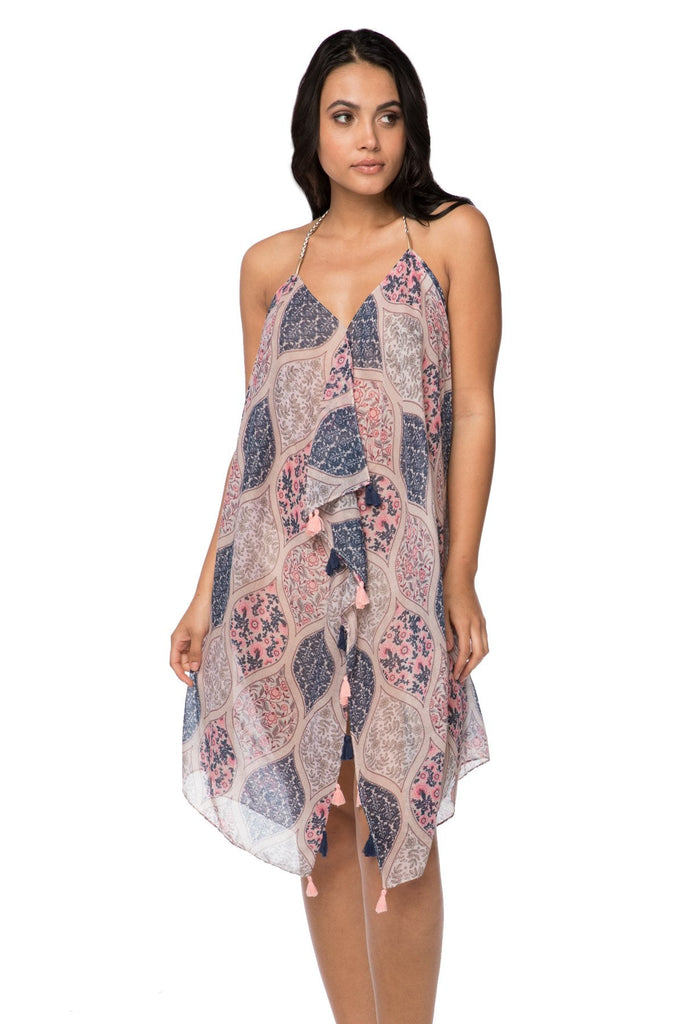 Maxi Tassel Coverup Sun Dress in Lattice Garden Print – Subtle Luxury